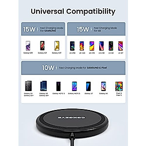 Wireless Charger, 15W Max Fast Wireless Charging Pad 2-Pack Compatible with iPhone 13/13 Pro/13 Mini/13 ProMax/12/SE/11/Samsung Galaxy S21/S20/Note 10/Edge Note 20Ultra/S10, AirPods Pro