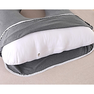 Amagoing 55 inches Pregnancy Pillows for Sleeping, U Shaped Maternity Full Body Pillow for Pregnant Women with Hip, Leg, Back, Belly Support, Washable Jersey Cover Included (Dark Grey)