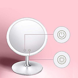 KXA Lighted Makeup Mirror, 21 LED Cosmetic Mirror Touch Screen Dimming 360° Rotation with Stand Charging Vanity Mirror USB Charging with Lithium Battery