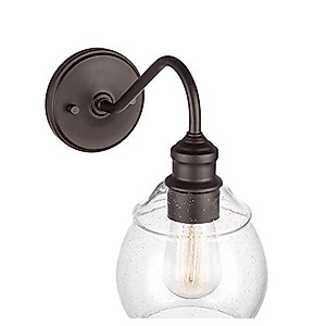 Globe Electric 51622 Maia 1-Light Vanity Wall Sconce, Dark Bronze, Seeded Glass Shade, Bulb Included