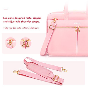 Ferkurn Laptop Bag Case Women Men Computer Bag Compatible with MacBook/HP/LG/Dell, Shoulder Strap Carrying Briefcase Messenger Bag, Pink, 15.6-16 Inch