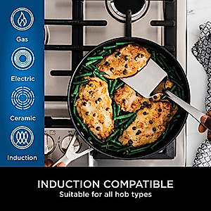 Ninja ZEROSTICK Premium Cookware 26cm Sauté Pan with Glass Lid, Long Lasting, Non-Stick, Hard Anodised Aluminium, Induction Compatible, Oven Safe to 260°C, Grey C30126UK