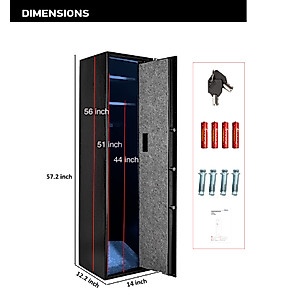 Quicktec Larger and Deeper Rifle Safe, New and Improved Gun Safe for 5-6 Rifles and Shotguns for Home, Quick Access Gun Storage Cabinet (w or w/o Scope) with Pistol Lockbox Silent Mode