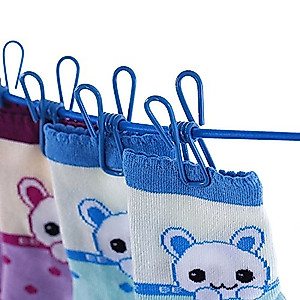 NUZAMAS 2X Clothesline 12 Pegs Clips Portable Expandable Adjustable Retractable Airer for Camping Travel Clothes Laundry Drying Outdoor and Indoor Use Blue Set