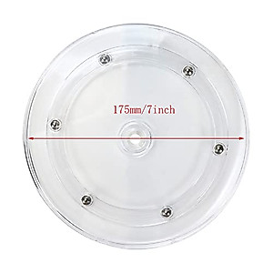Geesatis 2 Pcs Acrylic Lazy Susan 7 inch / 175 mm Rotating Turntable Organizer Bearings Round Swivel Plate for Spice Rack Table Cake Kitchen Pantry, Clear