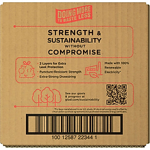 Glad Trash Bags, ForceFlex with Clorox Garbage Bags, Lemon Fresh Bleach Scent, 30 Gal, 50 Ct, Package May Vary