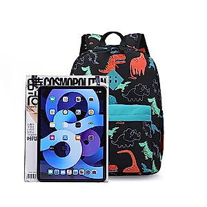 NICE CHOICE Preschool Backpack Kindergarten Little Kid Toddler School Backpacks for Boys and Girls with Chest Strap(15inch, Black Dinosaur)