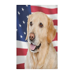ALAZA Golden Retriever and American Flag Kitchen Towels Absorbent Dish Towels Soft Wash Clothes for Drying Dishes Cleaning Towels for Home Decorations Set of 4, 28 X 18 Inch