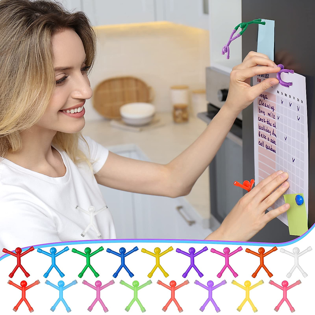 40 Pcs Magnet Mini Man Fridge Magnets Cute Rubber Men Refrigerator Magnet Set Colorful Flexible Humanoid Magnets Magnetic Toy Characters Fidget Toy for Art Crafts Fun Office