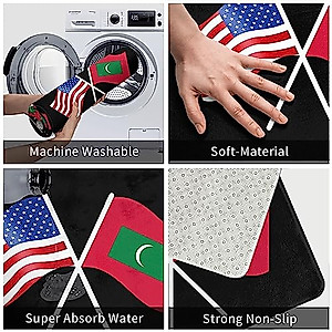 American and Maldives Flag Non-Slip Mat 20x31in Suitable for Home Kitchens and Offices