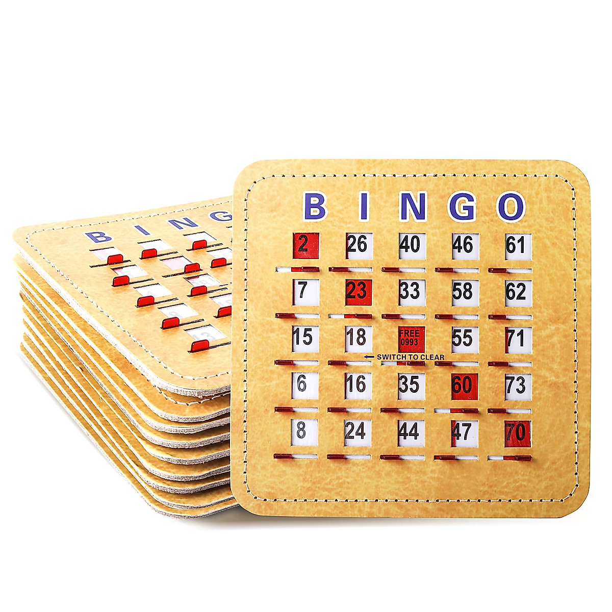 GSE Games & Sports Expert 5Ply Stitched Shutter Bingo Cards, Finger-Tip Shutter Slide Bingo Cards, Easy-Read Large Print Bingo Cardboard with Sliding Windows (25-Pack)