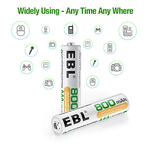 EBL 12 Counts Ni-MH Rechargeable AAA Batteries 1.2V Pre-Charged with Storage Box(800mAh)