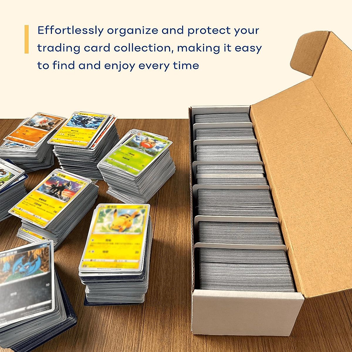 Fageverld Cardboard Storage Boxes with Dividers - For Baseball, Football, Sports Cards and MTG Playing Cards (6 Count)