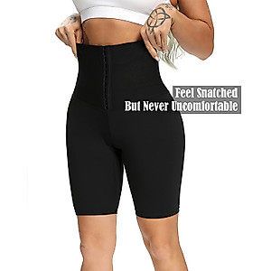 YOFIT Super High Waist Corset Shorts Waist Trainner Yoga Shorts with Corset Black XXL