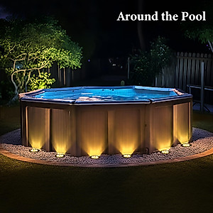 SOLPEX Solar Ground Lights, 8 LED Solar Powered Disk Lights Outdoor Waterproof Garden Landscape Lighting for Yard Deck Lawn Patio Pathway Walkway (8 Pack, Warm White)