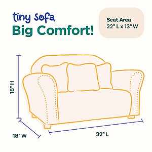 Keet Plush Childrens Sofa with Accent Pillows, Sofa for Kids Room, Kids Sofa, Toddler Sofa with Three Fluffy Pillows, Comfortable Sofa for Kids, Children Sofa, Kid Sofa, Charcoal and Grey