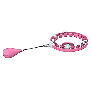 Weighted Hula Hoop Abdomen Fitness Equipment with Auto Spinning Hoop Detachable Knots Adjustable Weight Never Drop for Adults Kids Beginner Fitness Aids Pink