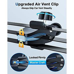 [Upgraded] YRU Car Phone Mount, Sturdy Suction Adjustable Long Arm Cell Phone Holder for Car Dashboard Air Vent Windshield, Handsfree Dash Stand for iPhone 14 13 Pro Max, Samsung Universal Cellphone