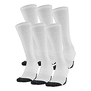 Under Armour Adult Performance Tech Crew Socks, Multipairs , White (6-Pairs) , Medium