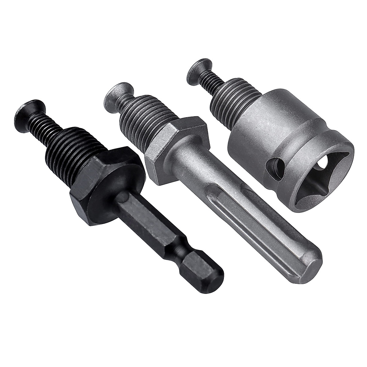 Yakamoz 3Pcs 1/2-20 UNF Mount Thread Drill Chuck Shank Adapter Set, SDS-Plus Shank for Rotary Hammer Drill | 1/4" Hex Shank for Impact Driver | 1/2" Drive Female Adapter for Air Impact Wrench