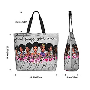 Afro Women Tote Bags African American Shoulder Bag Black Girl Satchel Handbags For Shopping Work Grocery Gym
