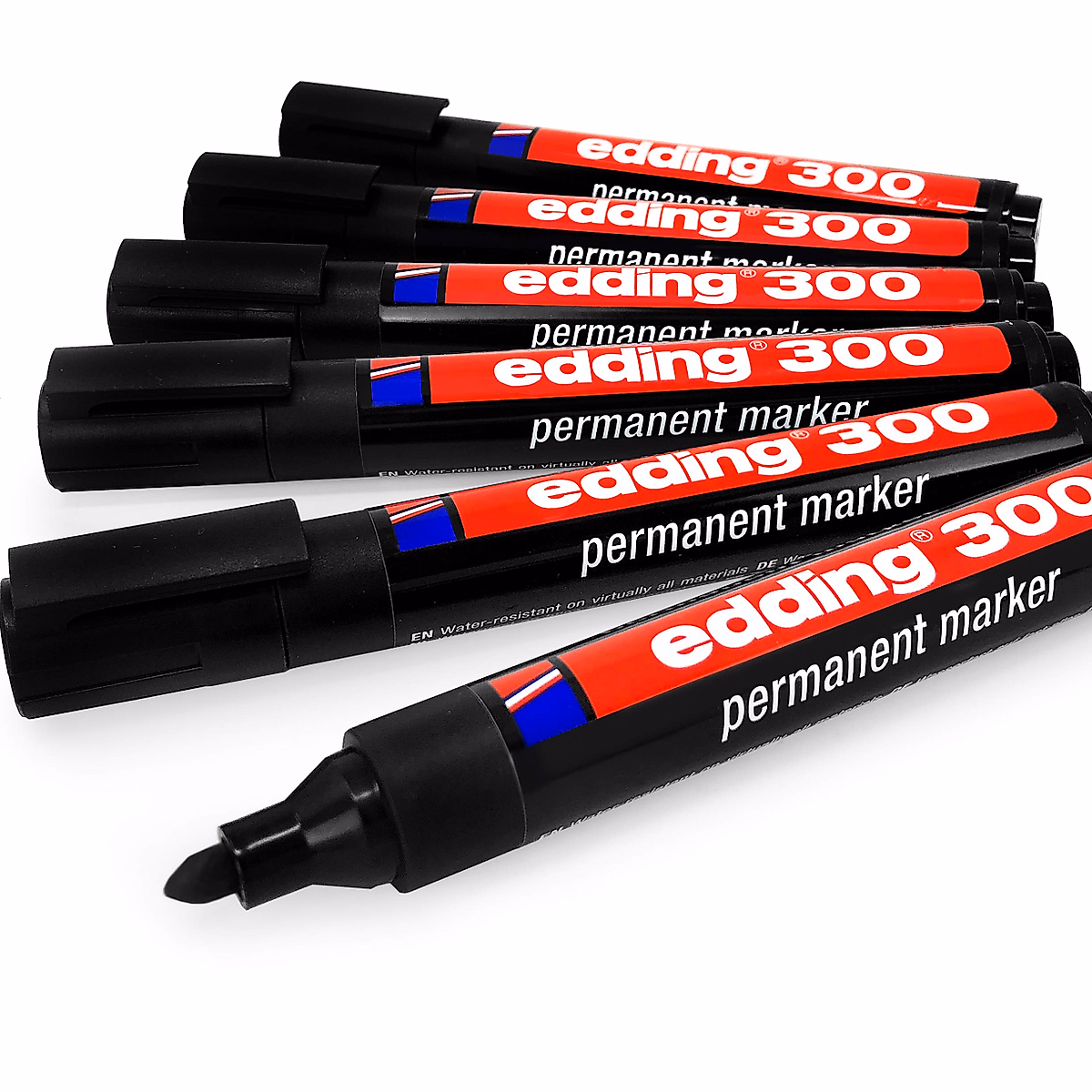 Edding 300 Permanent Marker Pen – 1.5 – 3mm Bullet Tip – Black – Pack of 6