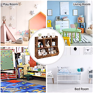 coucheta Kids Bookshelf and Toy Storage, Wooden Toy Storage Cabinet, Toy Storage Organizer with Bookcase Toddler Book Toy Shelf for Children Bedroom Playroom,Nursery, Hallway, School (Retro Brown)