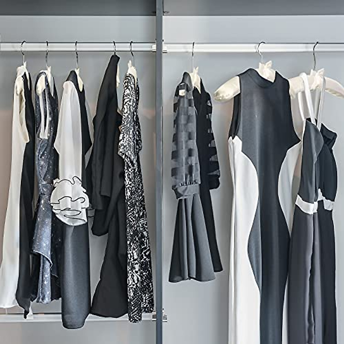 24 Pieces Satin Padded Hangers Satin Hangers with Anti-Rust Swiveling Hook Shoulder Hangers for Hanging Dresses, Sweaters, Suits and More (Beige)