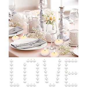 Qunclay 100 Pieces 1.65 Inch Floating Candles Unscented Dripless Tealight Candles Home Decorations Cute Elegant Candle Centerpieces at Wedding for Vases Party Accessories