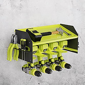 Drill Storage Rack，Power Tool Organizer Drill Holder Wall Mount， Drill Organizer for Garage, Workshop,Drill Bit Storage Shlef, Holds 4 Drills with Screws Box (Green-2 Layer)