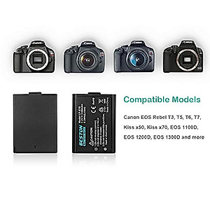 BESTON LP-E10 Battery and Charger for Canon EOS Rebel T7 T6 T5 T3 T100 1100D 1200D 1300D 2000D 4000D DSLR Camera (2-Pack)