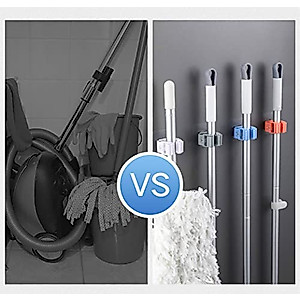 ZRFAMILY 4 Pack No Hole Hanging mop Rack, Bathroom mop Hook, Bathroom Hook, Broom Rack, Card Holder, mop Clip