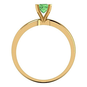 Clara Pucci 0.50 ct Princess Cut Solitaire Green Simulated Diamond Engagement Bridal Promise Anniversary Ring 18K Yellow Gold Size 10