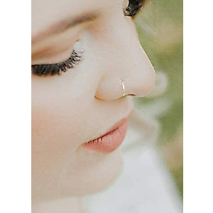 22g 7mm 14k Solid Gold Snug Fitting Nose Ring Hoop 22 Gauge Piercing Jewelry