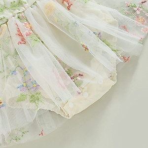 Infant Baby Girls Romper Dress 3 6 9 12 18 Months Onesie Summer Clothes Ruched Jumpsuits Hem Bodysuits Headband (T-Creamy Yellow, 12-18 Months)