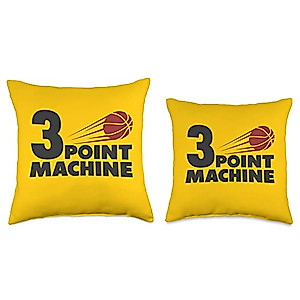 Funny Basketball Player Quotes Three Point Mashine Game Player Shooting Hoops Basketball Throw Pillow, 16x16, Multicolor