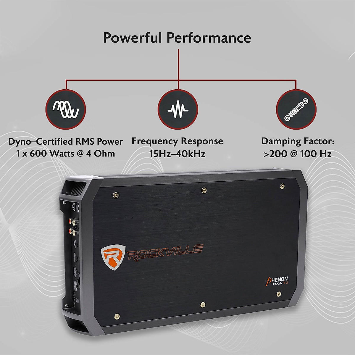Rockville RXA-T2 2400W 2-Channel Car Amplifier, Dyno-Certified RMS, MOSFET Power Supply, Elna Capacitors, Class A/B, Perfect for Car Audio and Subs