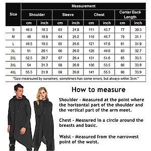 COOFANDY Mens Casual Hooded Poncho Cape Cloak Irregular Hem Hoodie Pullover,Army Green,X-Large