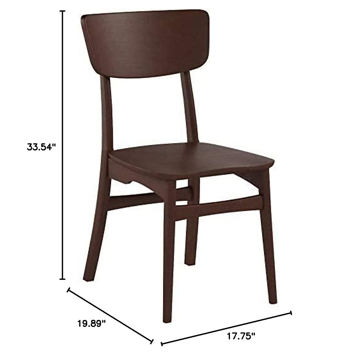 Baxton Studio Set of 2 Netherlands Mid-Century Modern Scandinavian Style Dark Walnut Bentwood Dining Side Chairs