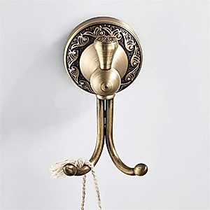 WFJDC Bronze Wall Mounted Bathroom Double Hanger Black Clothes Key Jacket Hanger Brass Ceramic Kitchen Pendant (Color : Bronze, Size : As Shown)