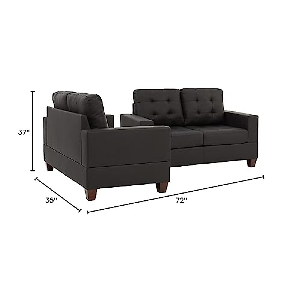 Poundex Bobkona Aria Faux Leather 2 Piece Sofa and Loveseat Set, Espresso