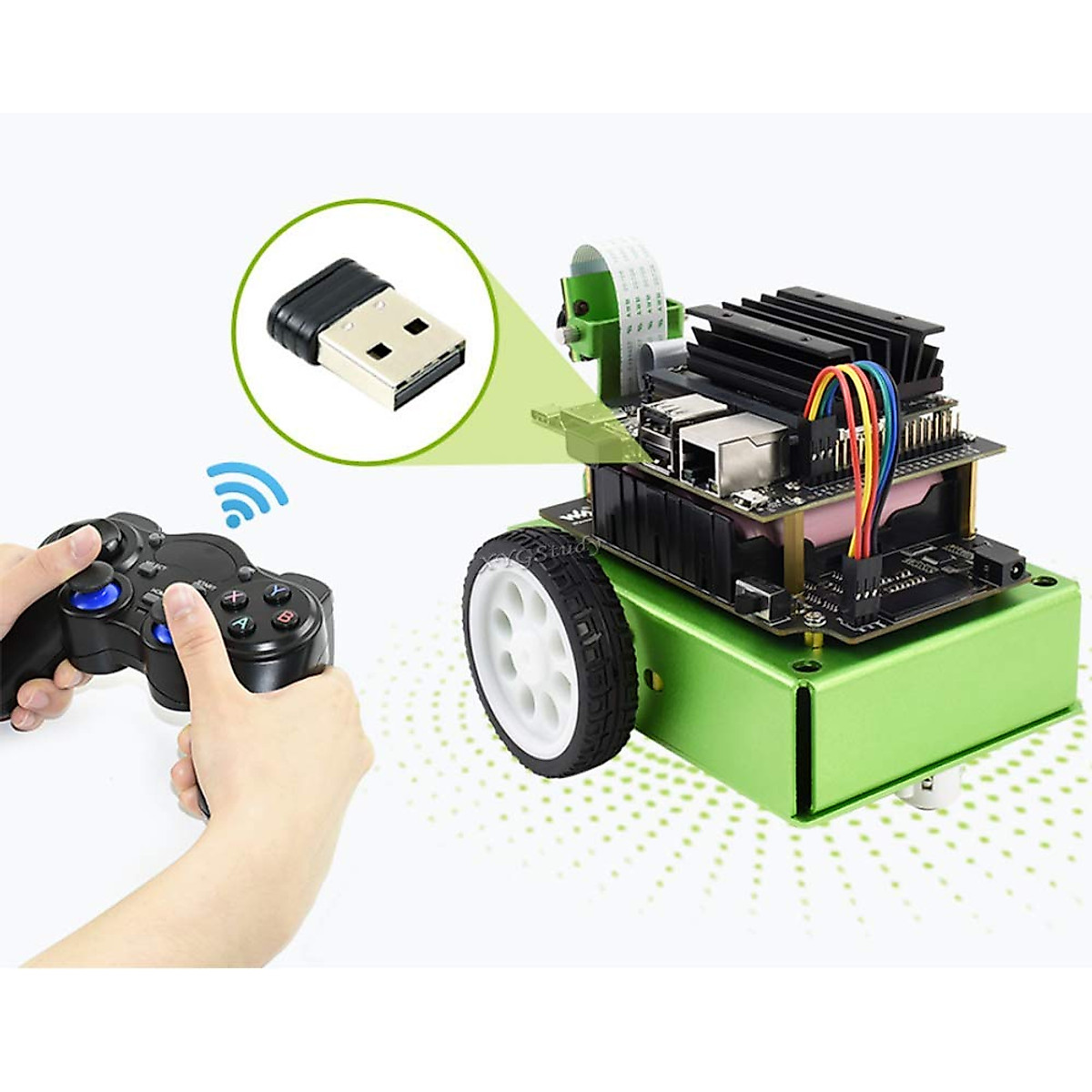 Add-ons Acce for Jetson Nano 2GB Developer Kit Only to Build AI Smart Robot JetBot with Front Camera Eye and ROS Nodes Code WiFi Wireless Facial Recognition Object Tracking Self Driving @XYGStudy