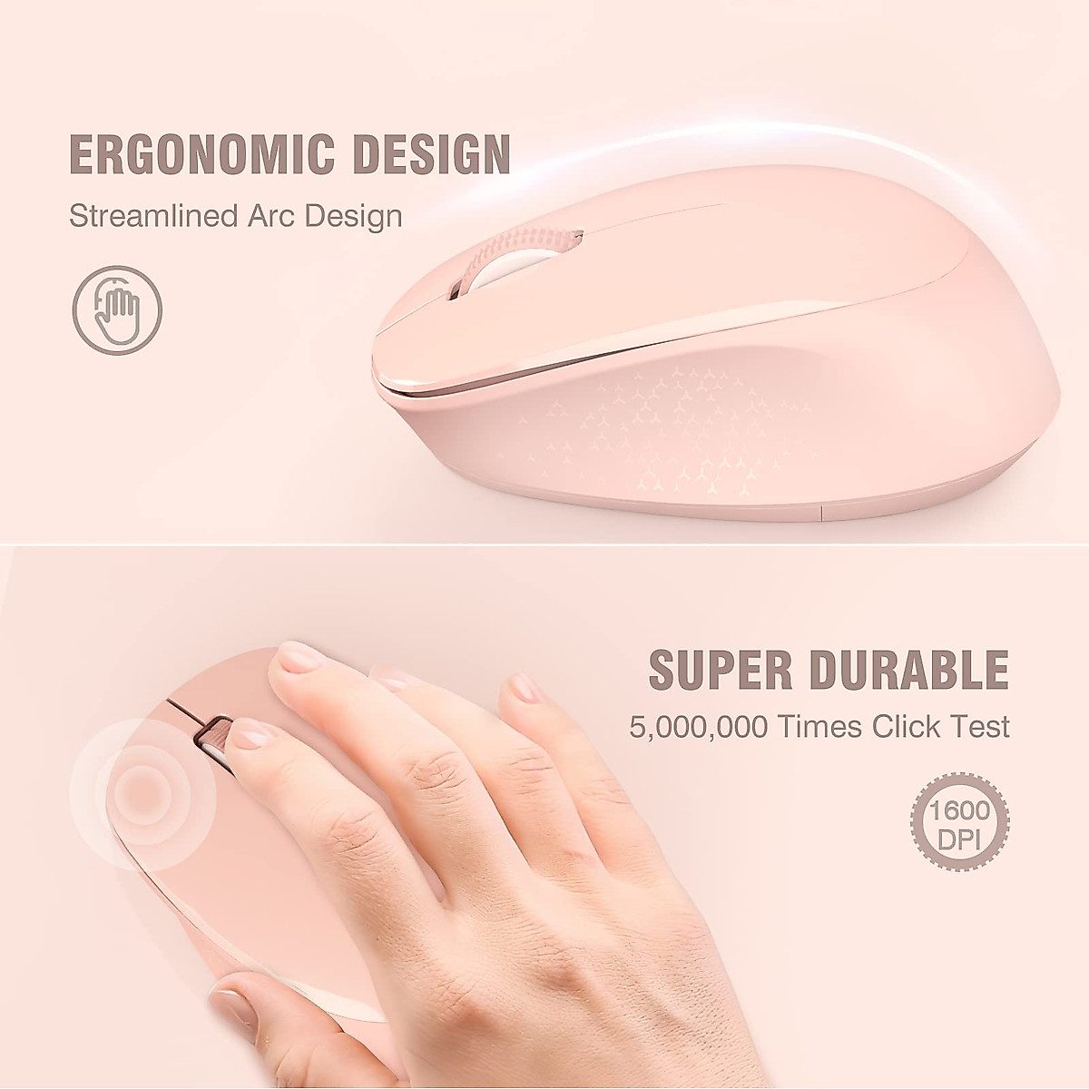 Trueque Wireless Mouse E702 2.4GHz Portable Computer Mouse with USB Receiver, Comfortable Silent Mice for Laptop, Chromebook, PC, Notebook, Desktop, Windows, Mac (Pink)