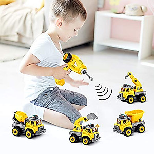 City Car Toy Playset of 3 Vehicles - Friction-Powered w/ Realistic Lights & Sounds - Includes Police Car, Garbage Truck, Construction Dump Truck & Helicopter - Toddler Boys Toy for Kids Ages 3-5