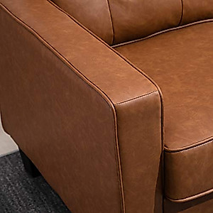 HOMCOM 51" Wide Loveseat with Armrest, 2-Seater Tufted PU Leather Double Sofa, Brown