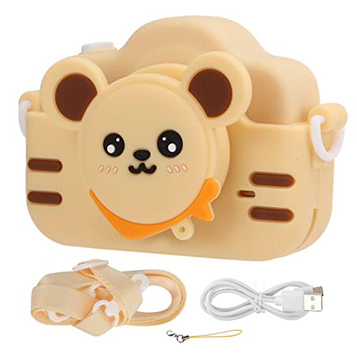 ciciglow Kids Camera, 200W Rear Len 4 x Magnification Removable Silicone Sleeve for Boys&Girls Children Toddler(Light Yellow)