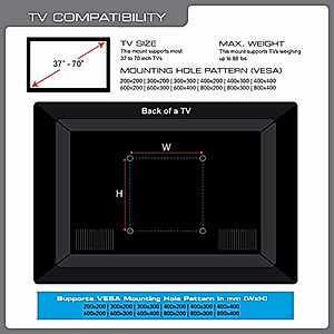 QualGear QG-TM-002-BLK 37-Inch to 70-Inch Universal Ultra Slim Low Profile Fixed Wall Mount LED TVs, Black