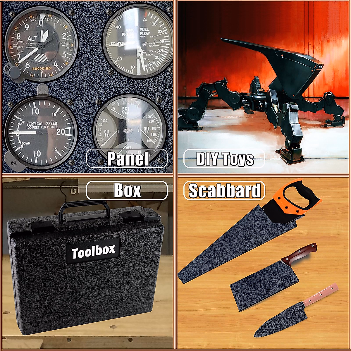 ABS Plastic Sheet 1/8 Inch Thick 24" x 36" (2-Pack)，Black Rigid Moldable Panel with Different Surfaces (Textured Front & Smooth Back) 0.125" Thick for Structural Parts and DIY Home Decor, etc.