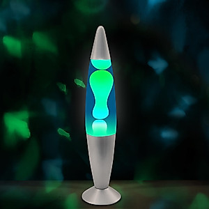 Jambo 16-Inch Beautiful Lamp with Wax That Flows Like Lava (Blue with Yellow/Green Wax, 16 Inch), Relaxing Night Light Nighlight Home Decor Living Room Office Bedroom Lamp for Adults, Teens, and Kids