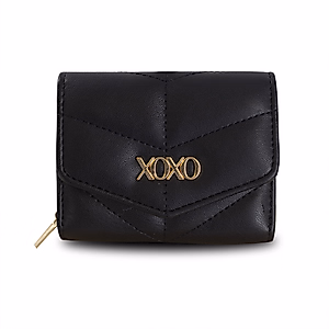XOXO Women’s Wallet Small Black Vegan Leather Quilted Pattern Zip Around Indexer XW321354G-42-A02 0